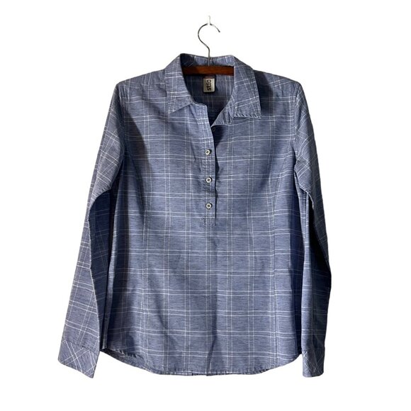 Stio | Tops | Stio Blue Plaid Hiking Half Button Long Sleeve Popover ...